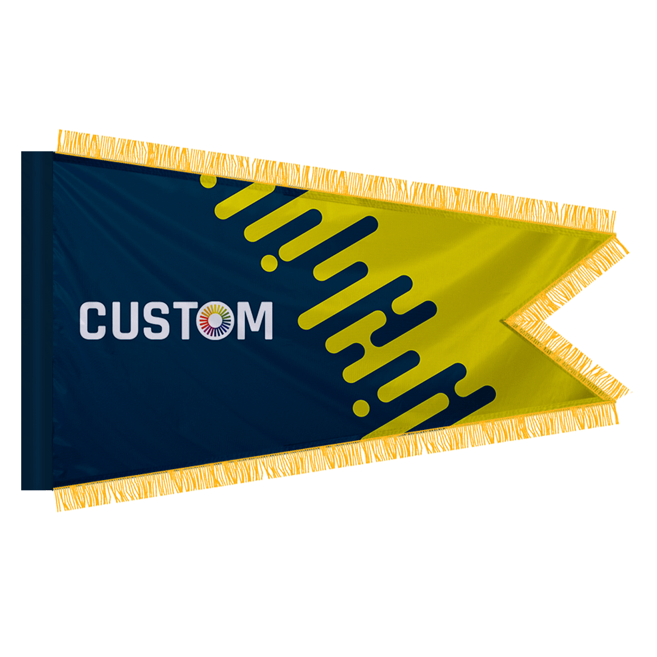 Custom Burgee Flag with Pole Sleeve and Gold Fringe