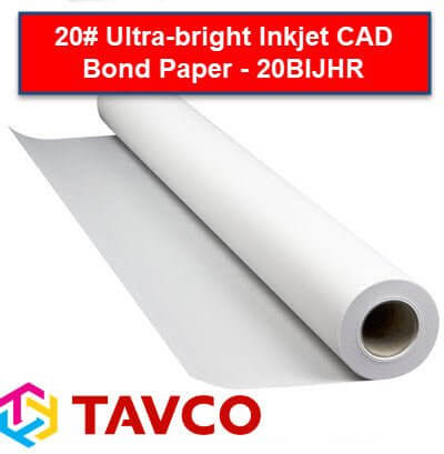 Buy 20# Ultra-Bright Inkjet CAD Bond Plotting Paper - 20BIJHR